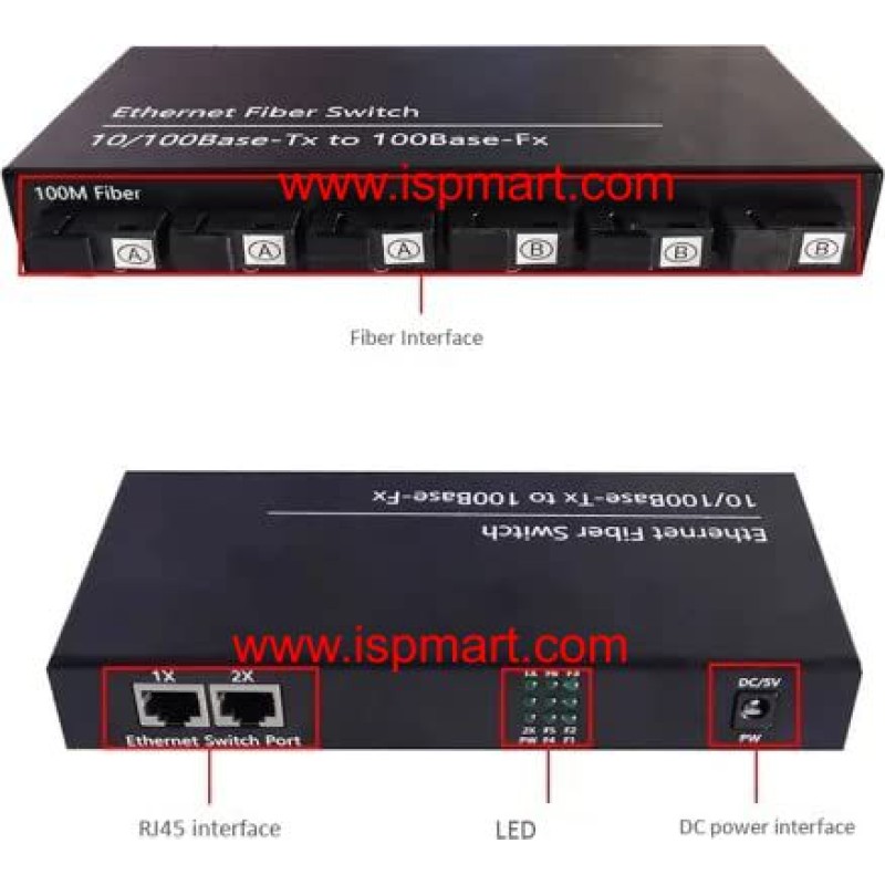 Media Converter 100mbps 6 Fiber & 2 Ethernet SMSF 20KM